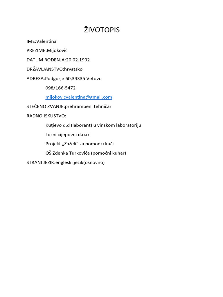 ŽIVOTOPIS | PDF
