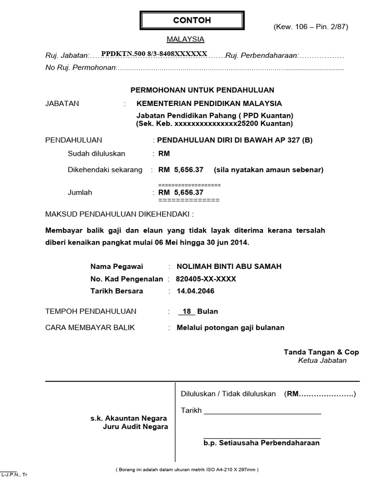 Borang Kew 106 Contoh (New) | PDF