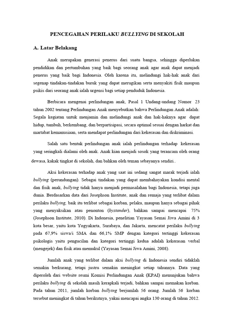 Pencegahan Perilaku Bullying Di Sekolah | PDF