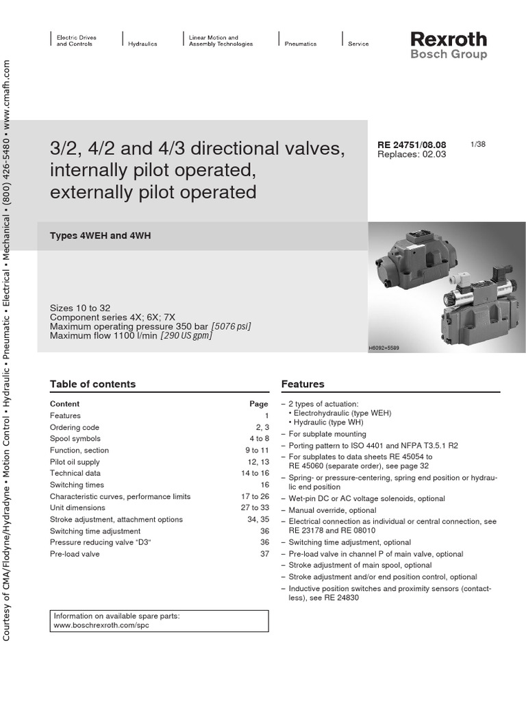 Bosch Rexroth 4WEH/4WH Valve Guide | PDF | Actuator | Valve