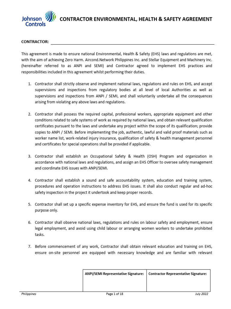 Bts - Philippines Contractor EHS Requirement | PDF | Occupational Safety And Health | Safety
