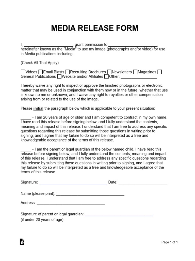 Media Release Form Template | PDF