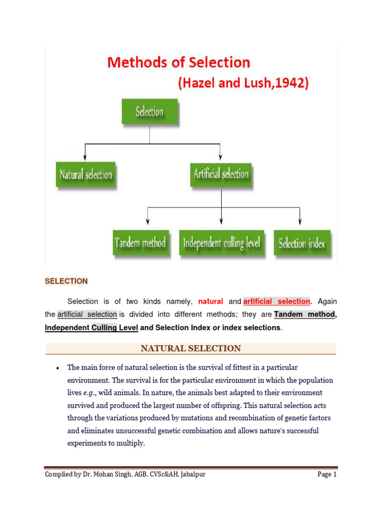 AGB Unit III Methods of Selection | PDF | Natural Selection | Heritability