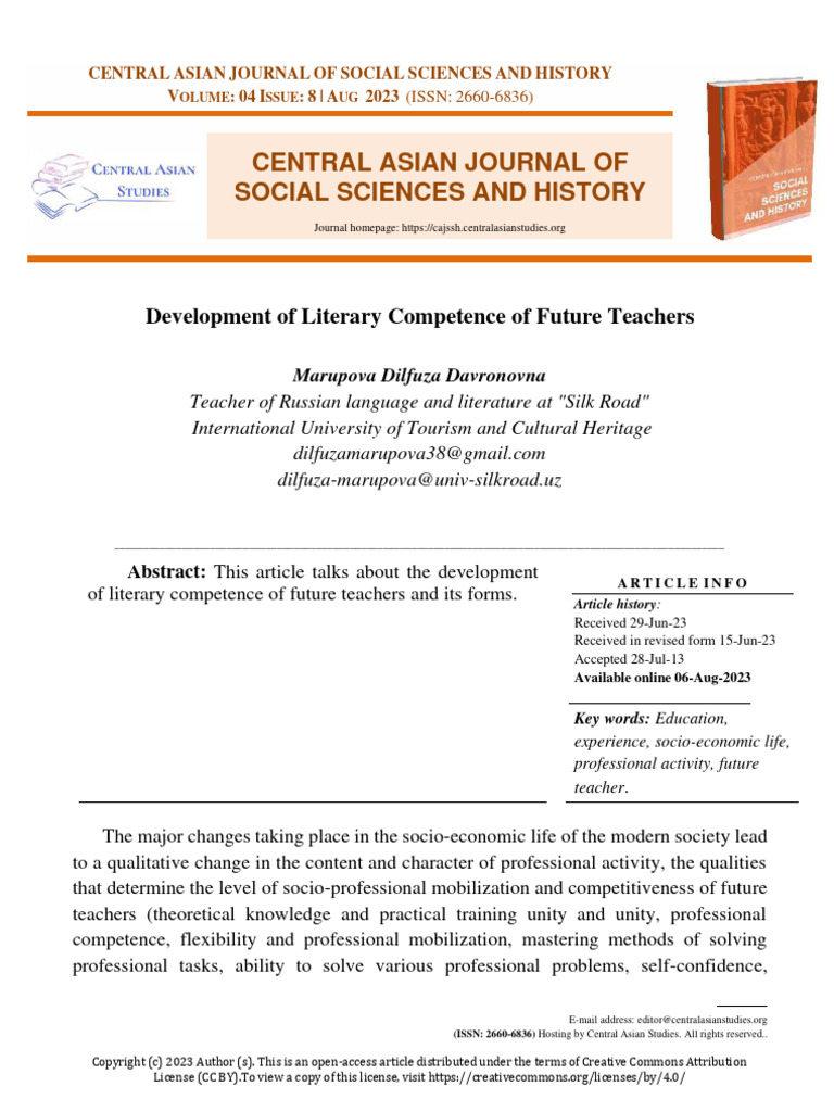 Development of Literary Competence of Future Teachers | Download Free PDF | Competence (Human ...