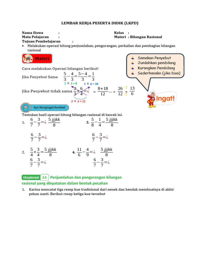 LKPD 3 Bilangan Rasional | PDF