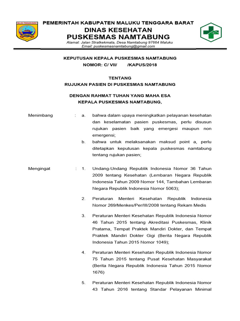 5.1 Ep 1 SK Rujukan Pasien Emergensi Dan Non Emergesi | PDF | Kesehatan ...