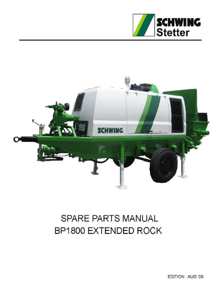 Schwing SP 1800 Spare Parts Catalogue | PDF | Screw | Pipe (Fluid ...