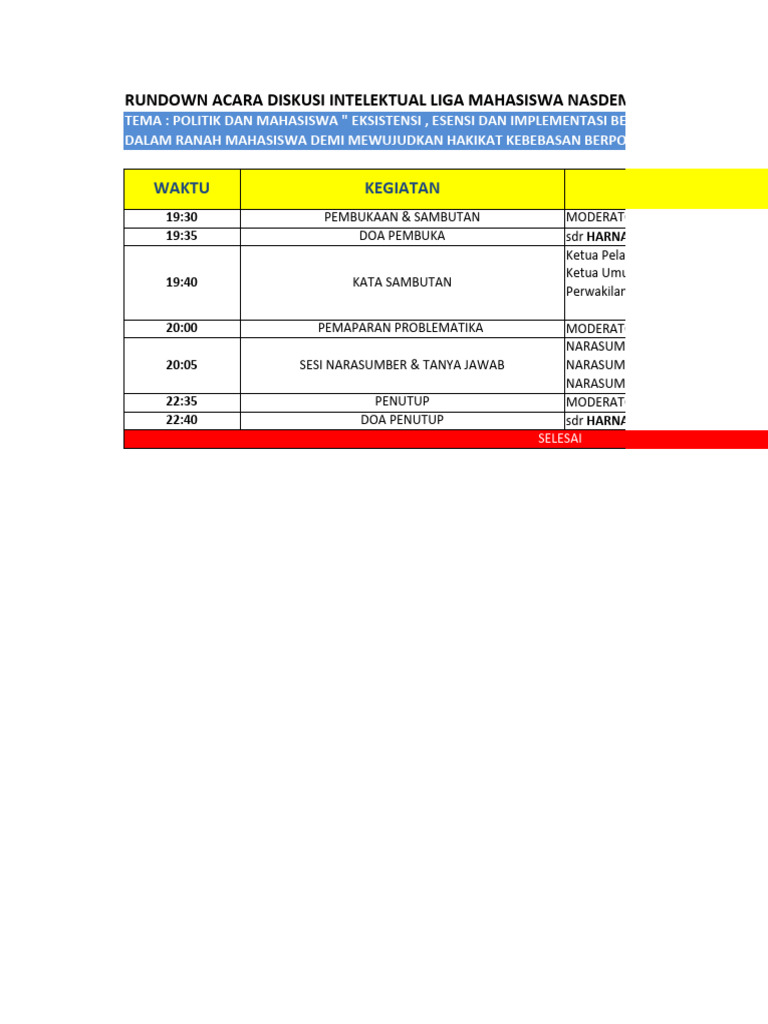 Contoh Rundown Acara Keren | PDF