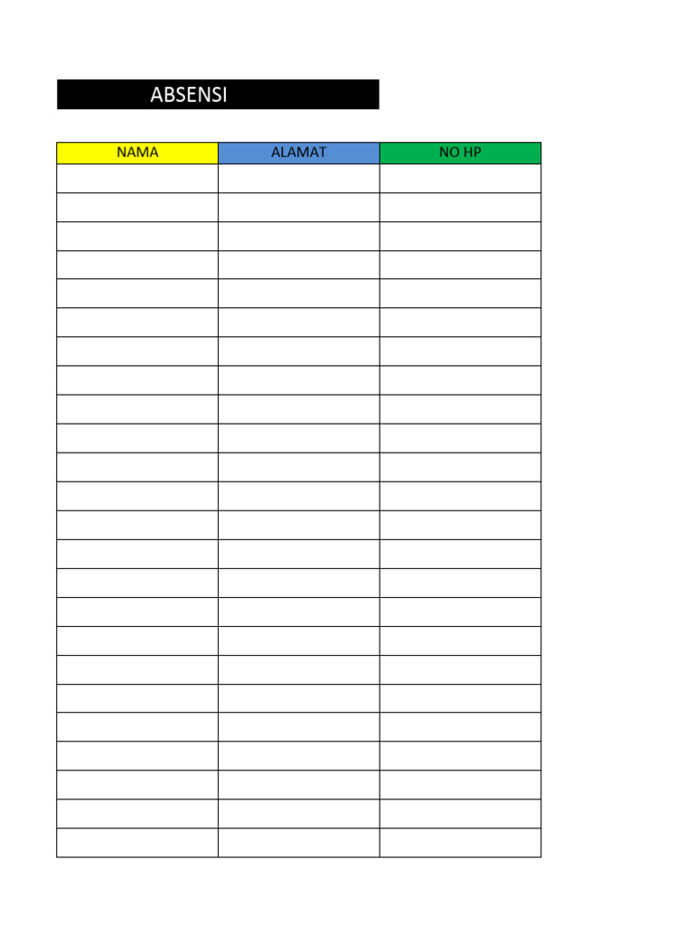 Contoh Absensi Keren Excel | PDF