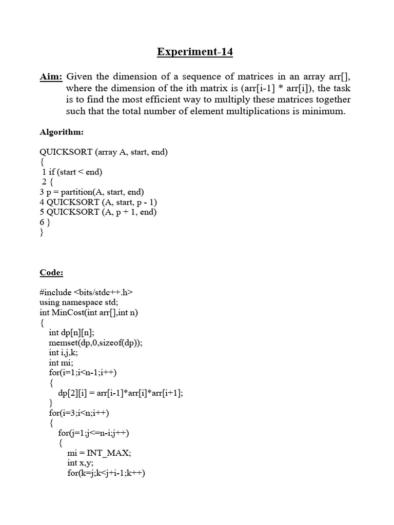 Matrix Chain Multiplication Optimization | PDF | Teaching Methods & Materials | Computers