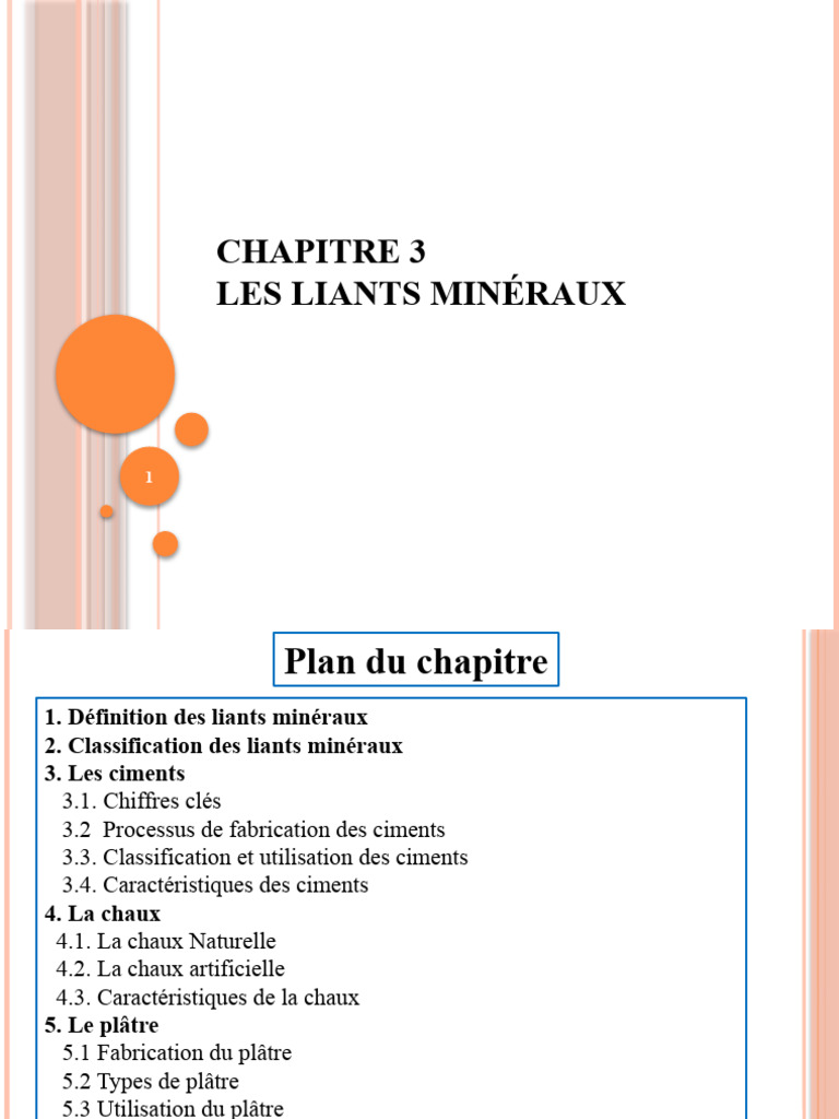Chapitre 3 - Les Liants Minéraux | PDF | Ciment | Chaux