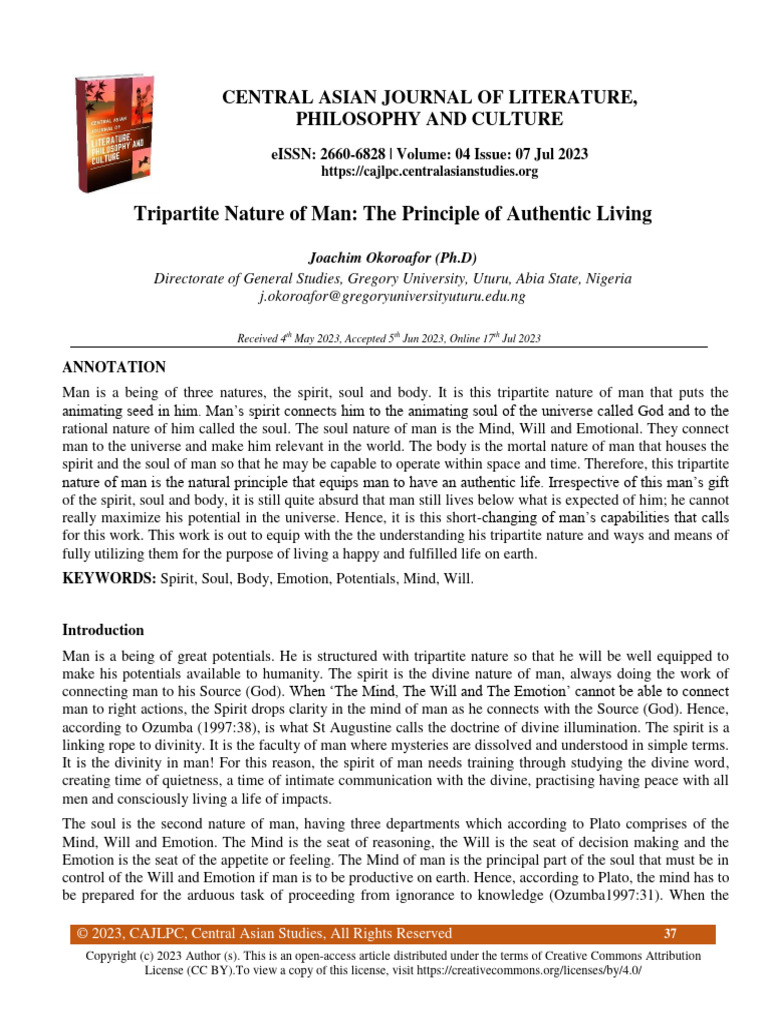 Tripartite Nature of Man: The Principle of Authentic Living | PDF ...