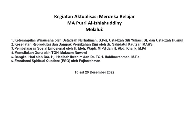 Spanduk Aktualisasi Merdeka Belajar | PDF