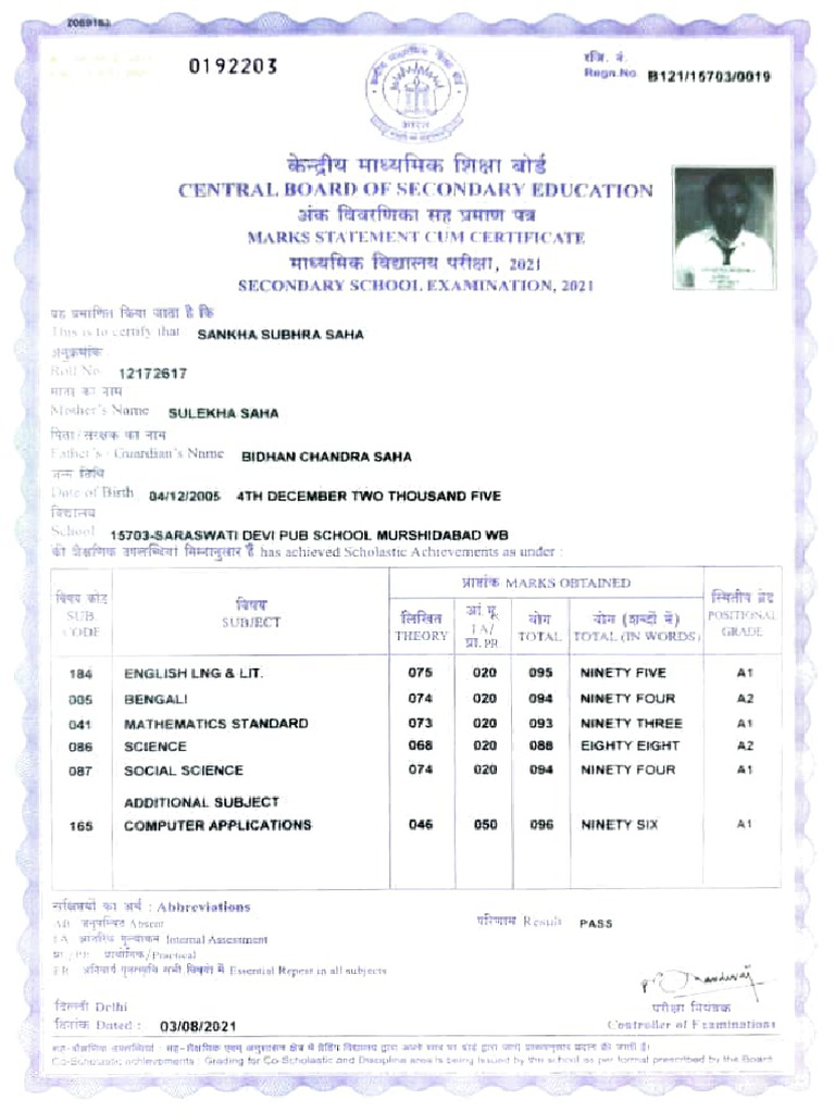 10th Certificate | PDF