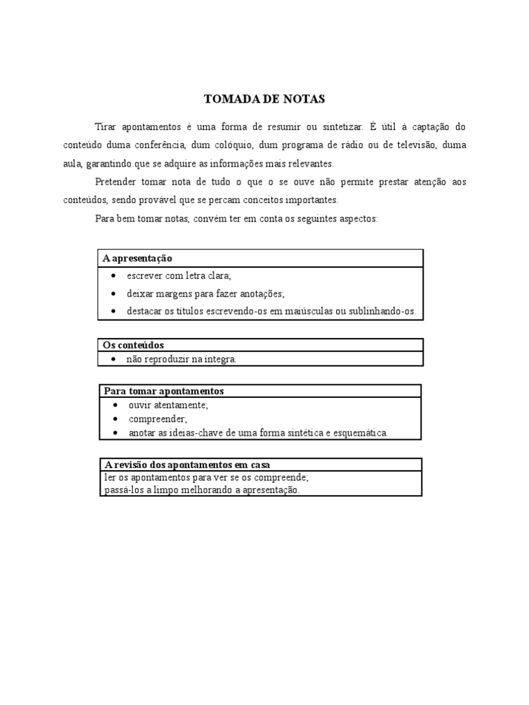 Tomada de Notas | PDF
