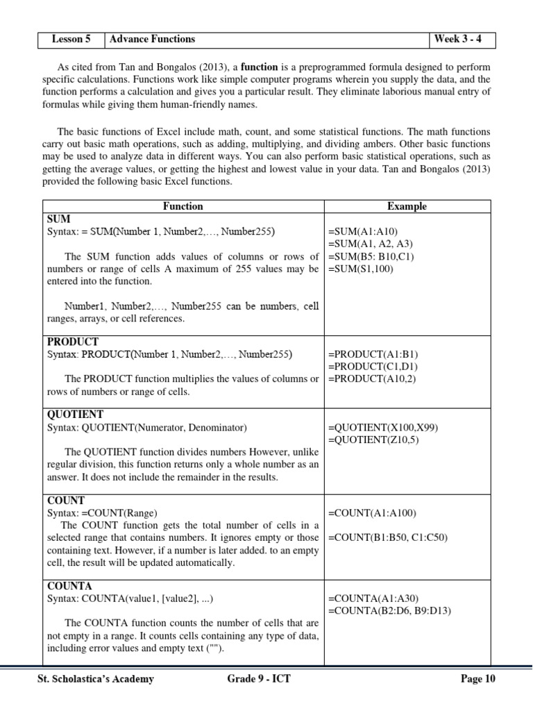 Lesson 5 Advance Functions | PDF | Logic | Function (Mathematics) Lesson 5 Advance Functions | PDF | Logic | Function (Mathematics)