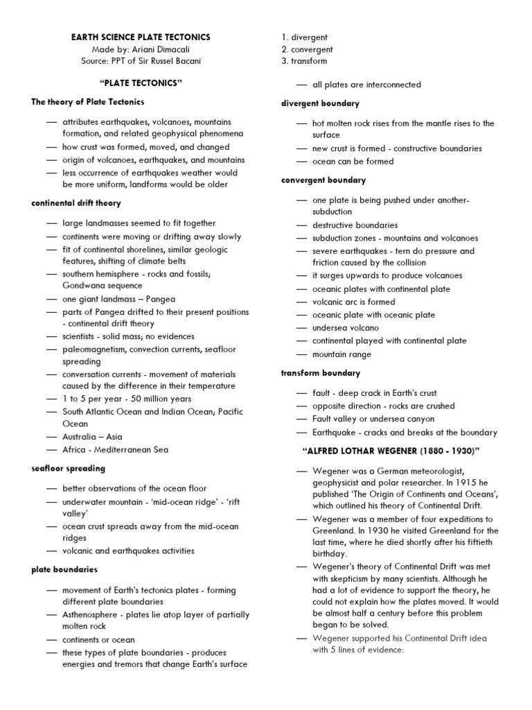 Earth Science Plate Tectonics | PDF | Plate Tectonics | Volcano
