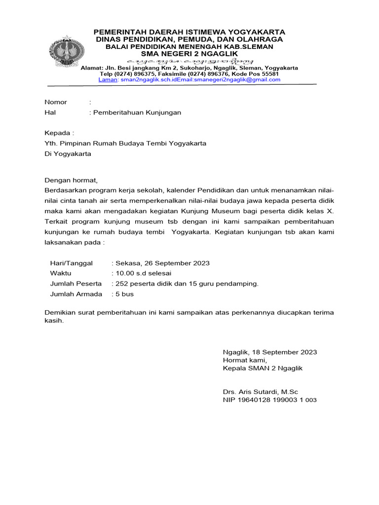 Surat Pemb. Kunjung Museum 2023 | PDF