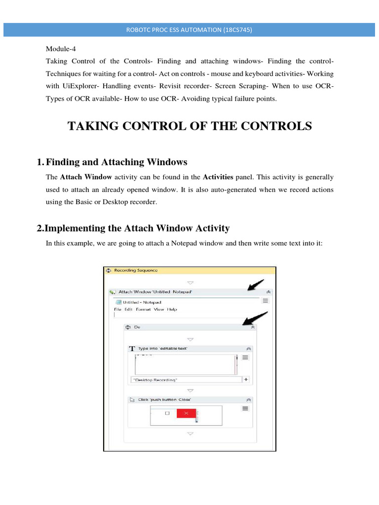 RPA Module: UI Control Techniques | PDF | Optical Character Recognition ...