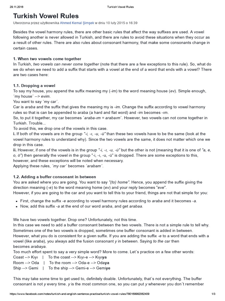 Turkish Vowel Rules | PDF | Language Mechanics | Linguistics