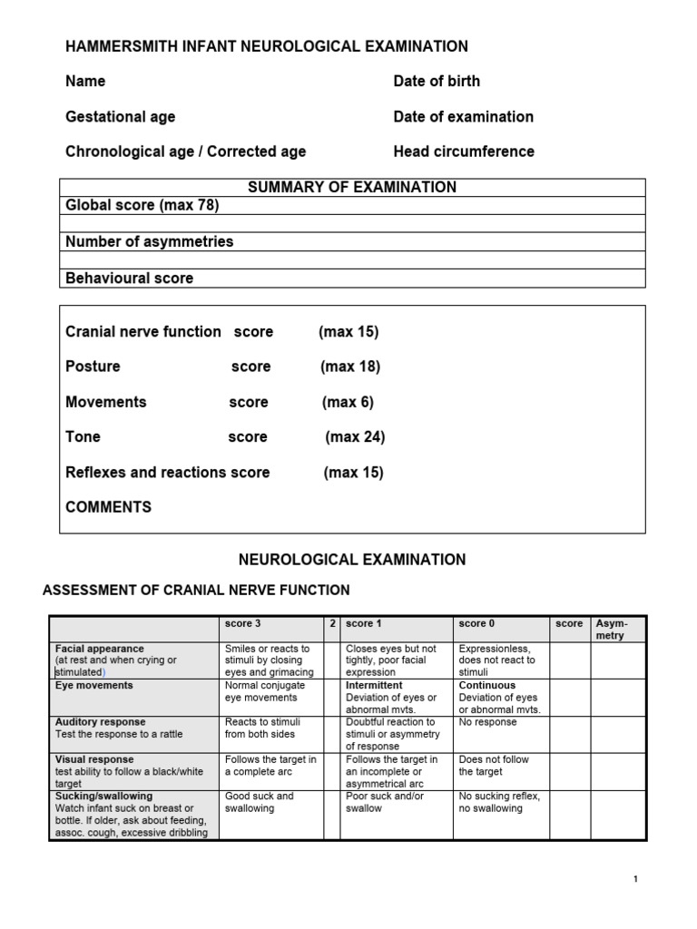 HINE Worksheet - Score Sheet Jan 2018 | PDF | Anatomical Terms Of ...