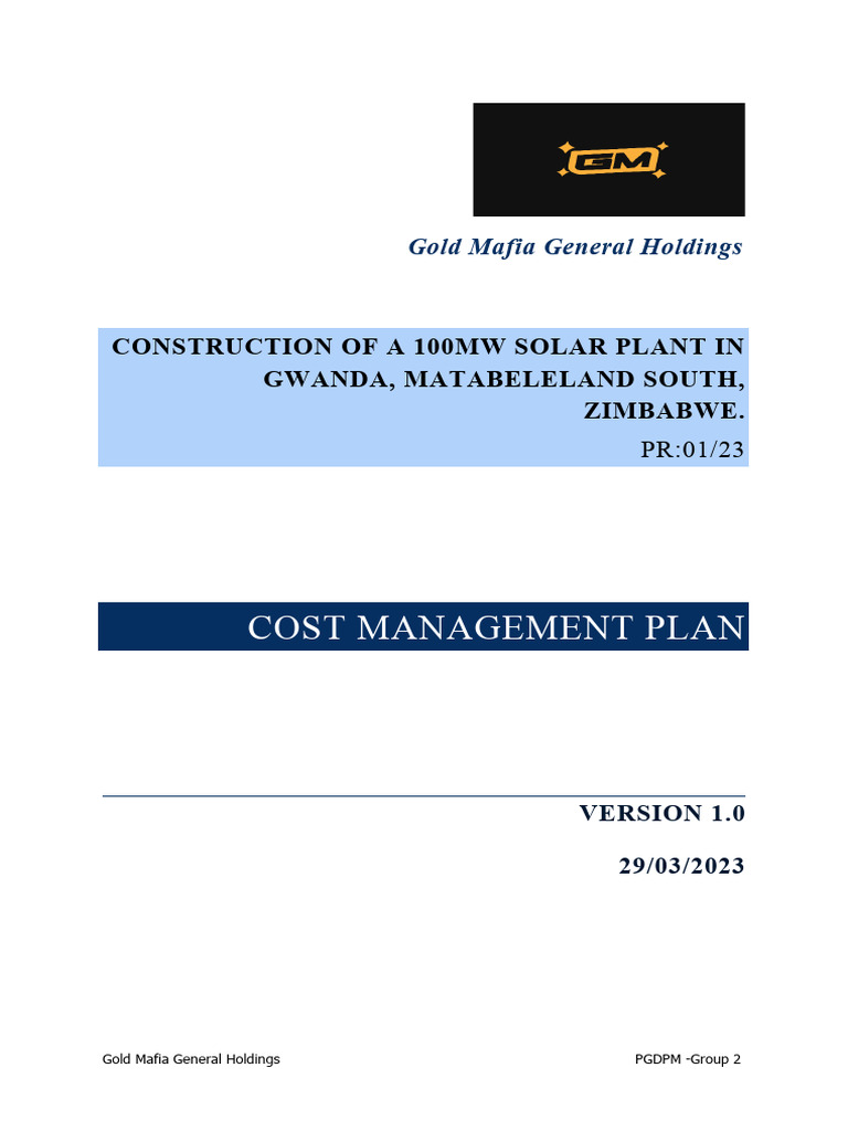 Cost Management Plan Group Assign | PDF | Business