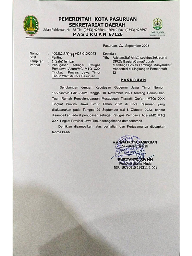 Surat Tugas MC | PDF