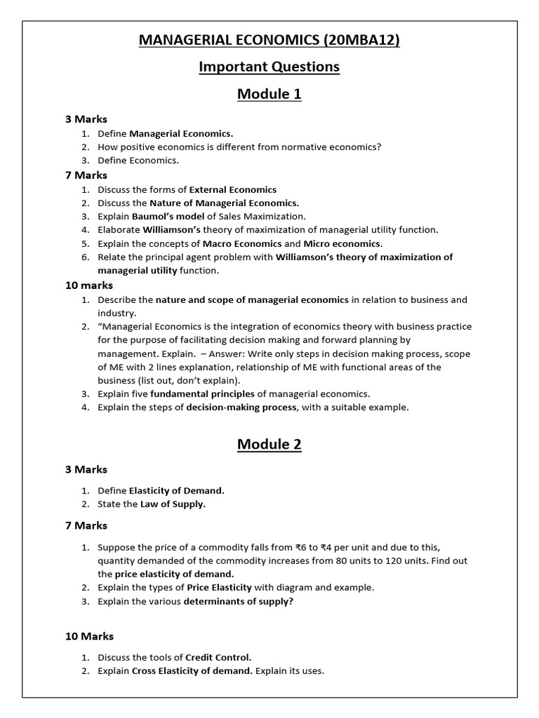 MBA Managerial Economics Guide | PDF | Economics | Demand