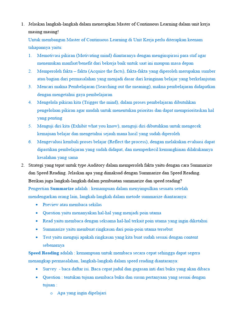 Penerapan Master of Continuous Learning | PDF