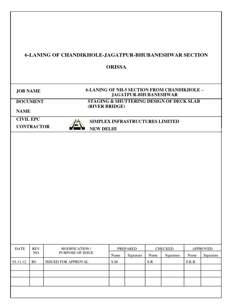 Staging Shuttering For Deck Slab - River Bridge | PDF | Bending | Bridge