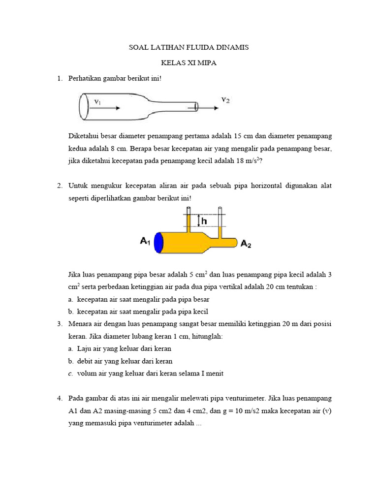 Soal Latihan Fluida Dinamis | PDF