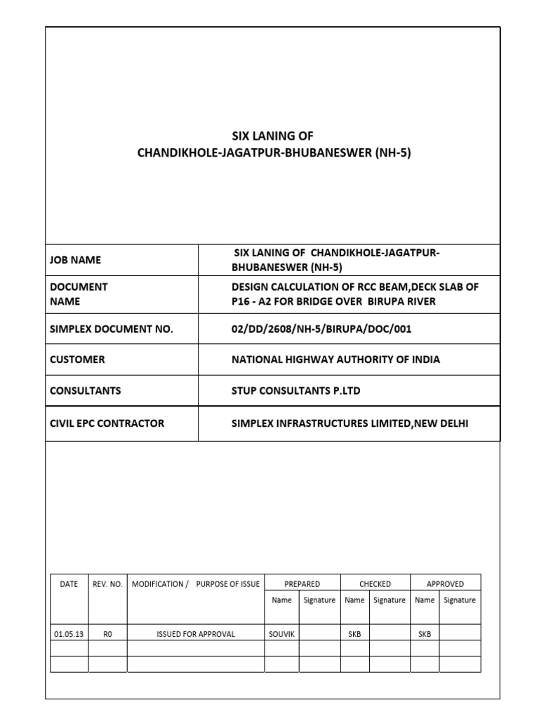 Design Calculation of Superstructure For P16-A2 Over Birupa River | PDF ...