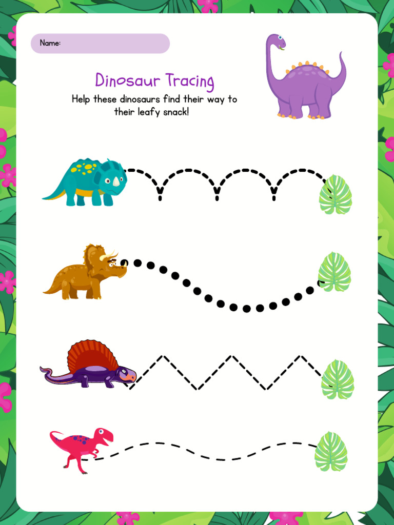 Dinosaur Tracing Worksheet | PDF | Home & Garden