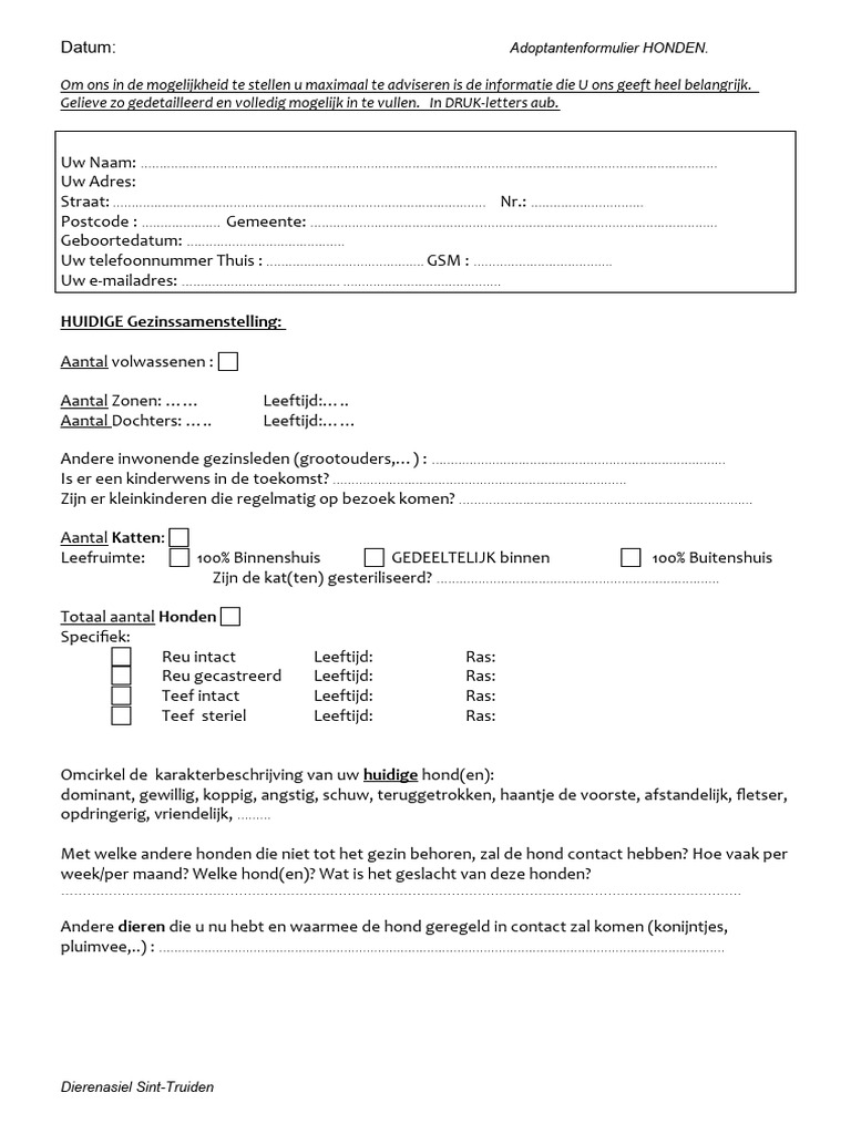 Vragenlijst Hond | PDF