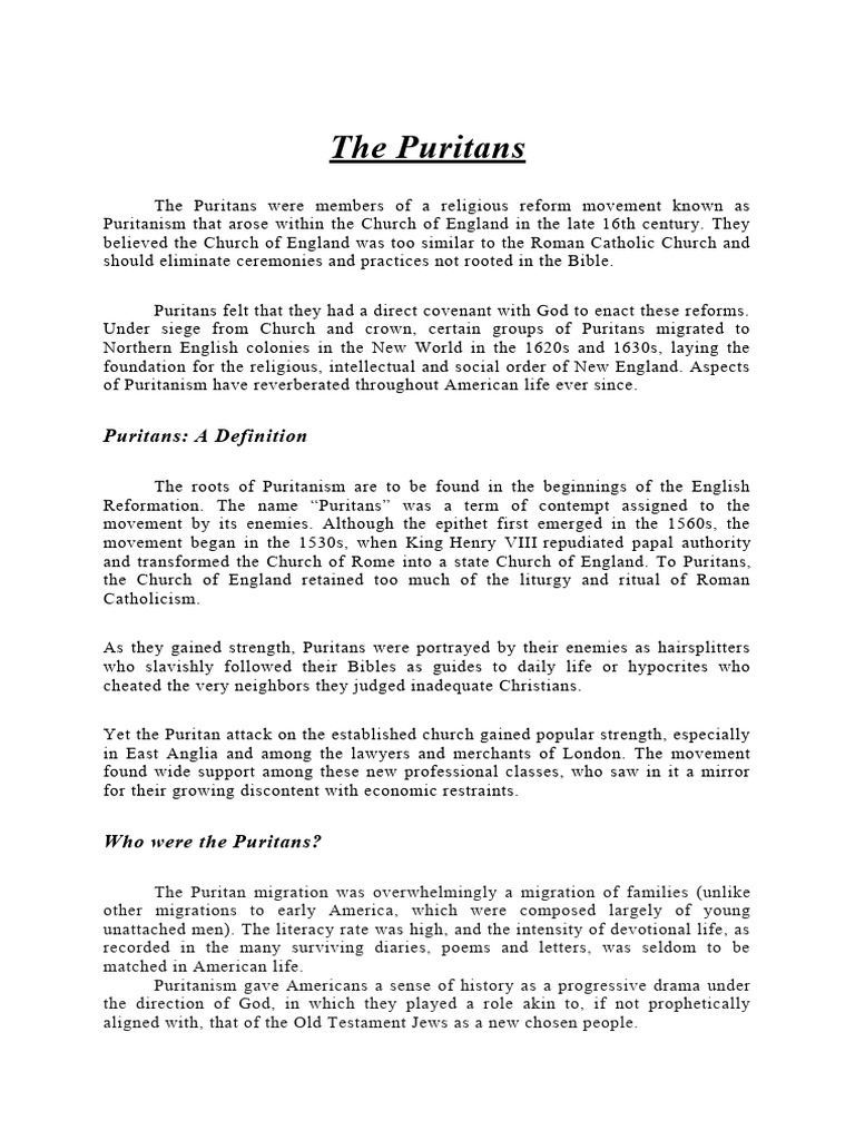The Puritans | PDF