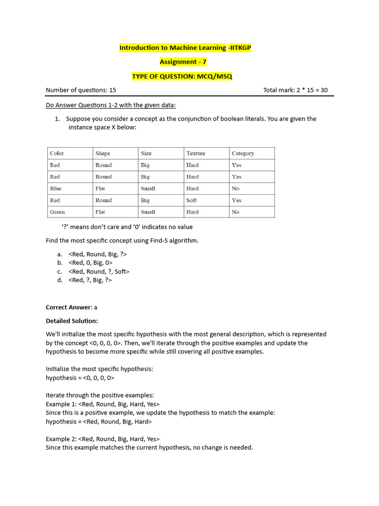 IIT KGP Machine Learning Assignment 7 | PDF | Numbers | Algorithms And ...