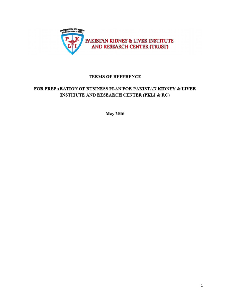 TORs For Business Plan - 0 | PDF | Business Model | Consultant