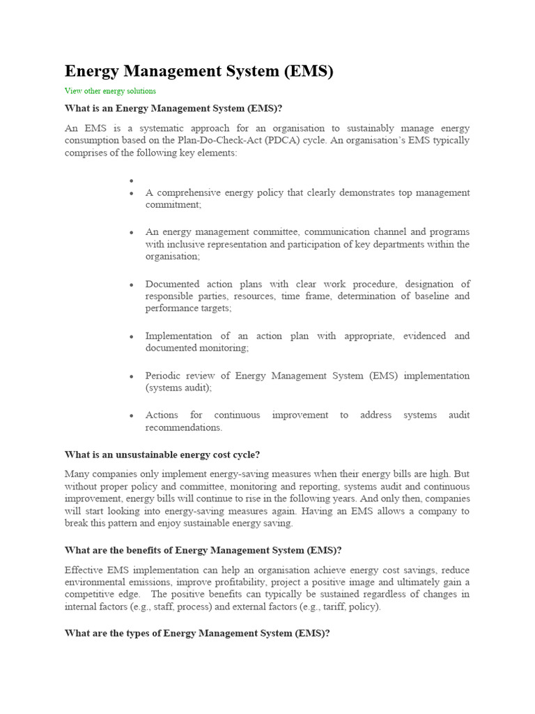 Energy Management System | PDF | Energy Management | Energy Conservation