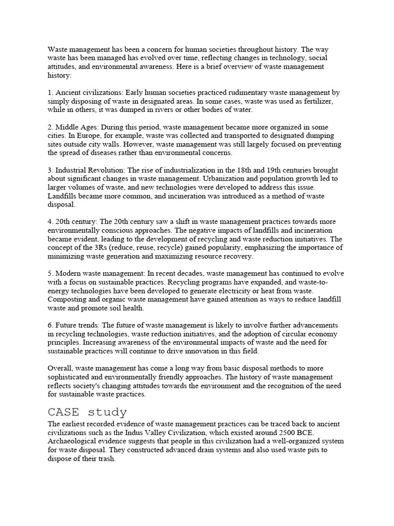 Waste Management Has Been A Concern For Human Societies Throughout ...