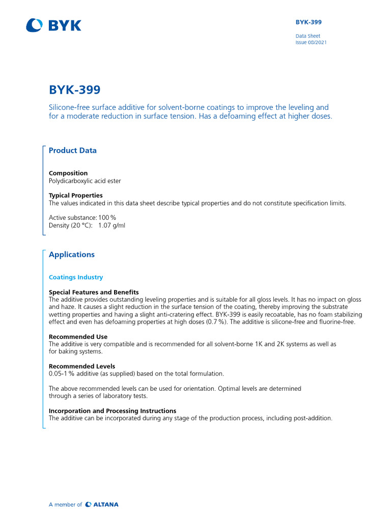 TDS Byk-399 en | PDF | Coating | Materials