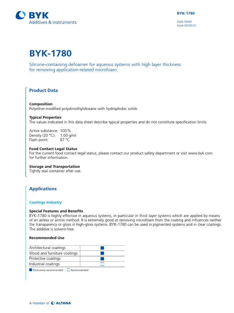 TDS Byk-1780 en | PDF | Coating | Materials Science