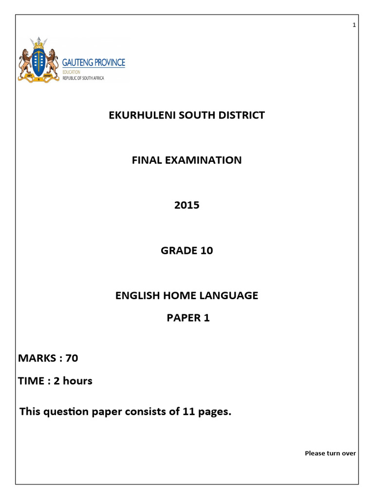 Grade 10 English Exam Paper 1 | PDF | Cyberbullying | Facebook