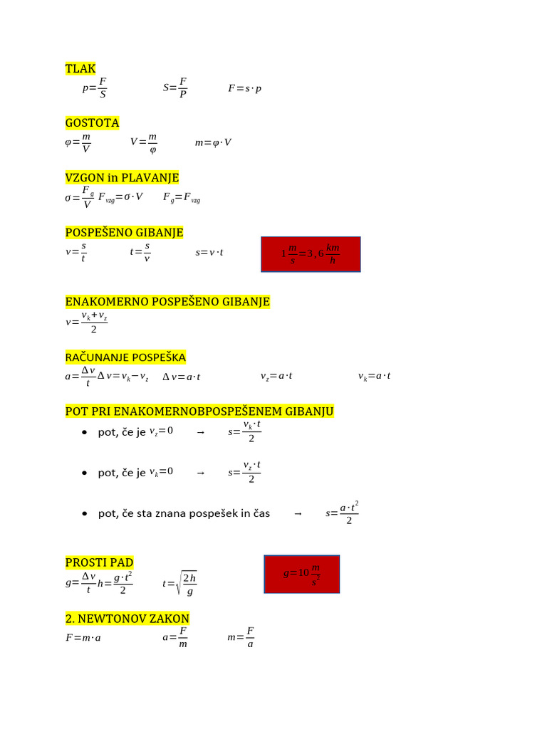 Enačbe - FIZ 9 | PDF