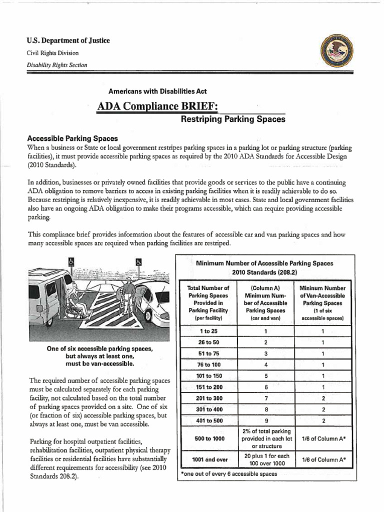 ADA Parking Lot Requirements | PDF | Parking | Americans With ...