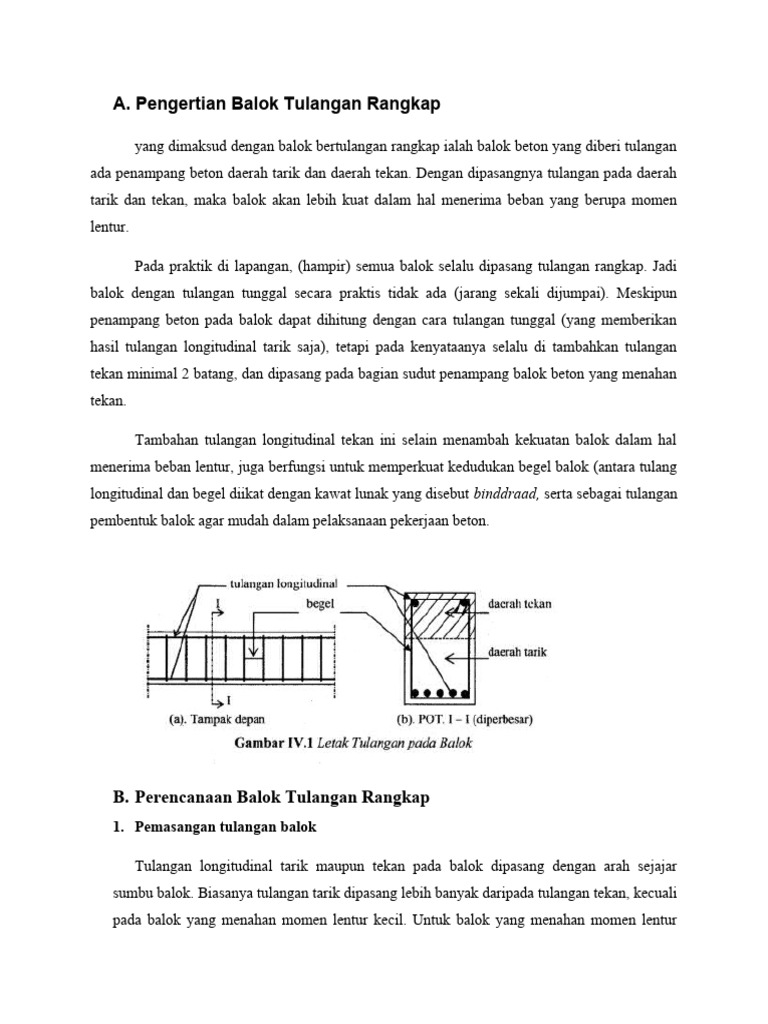 Pengertian Balok Tulangan Rangkap | PDF