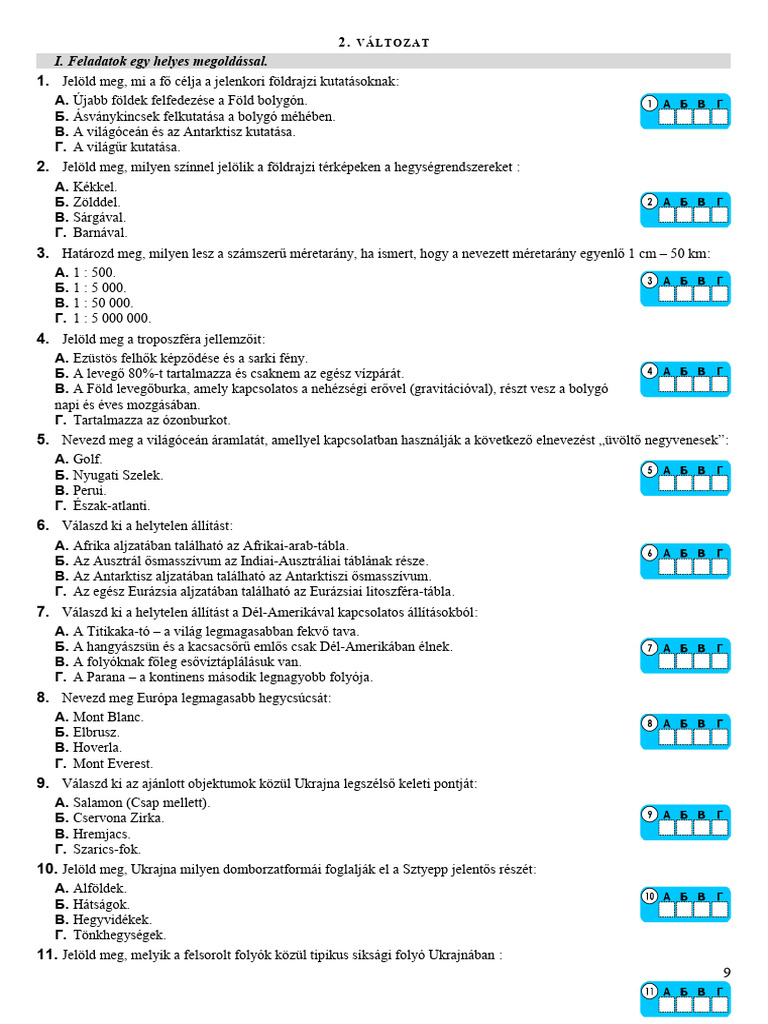 Foldrajz - 11 Oszt - 02 - Valtozat | PDF