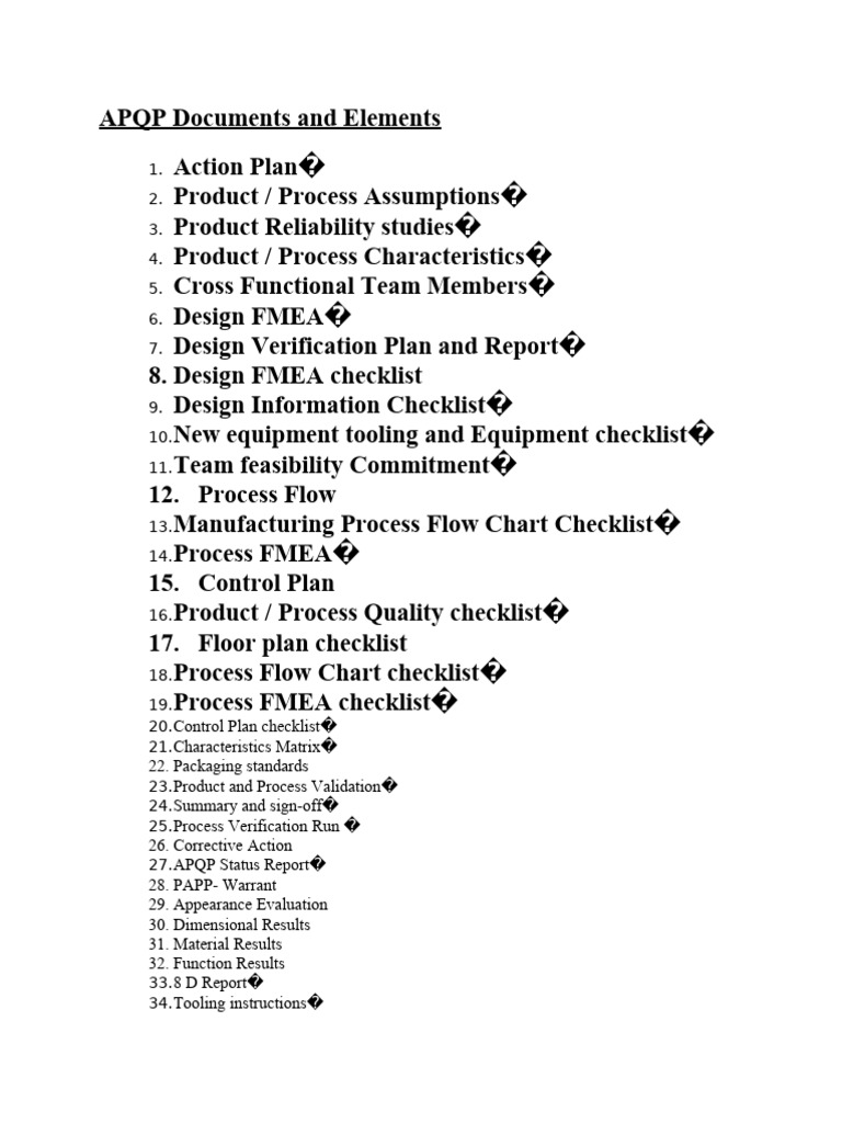 APQP Documents and Elements Action Plan 2 | PDF