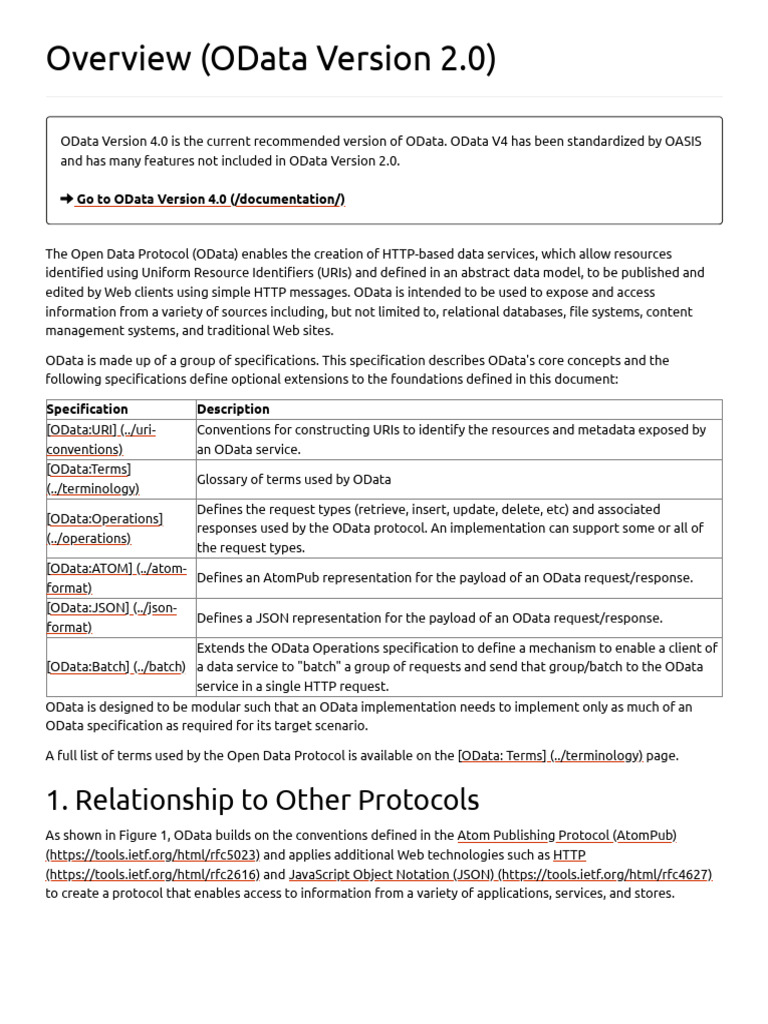 Overview (OData Version 2.0) OData - The Best Way To REST | PDF | Data ...