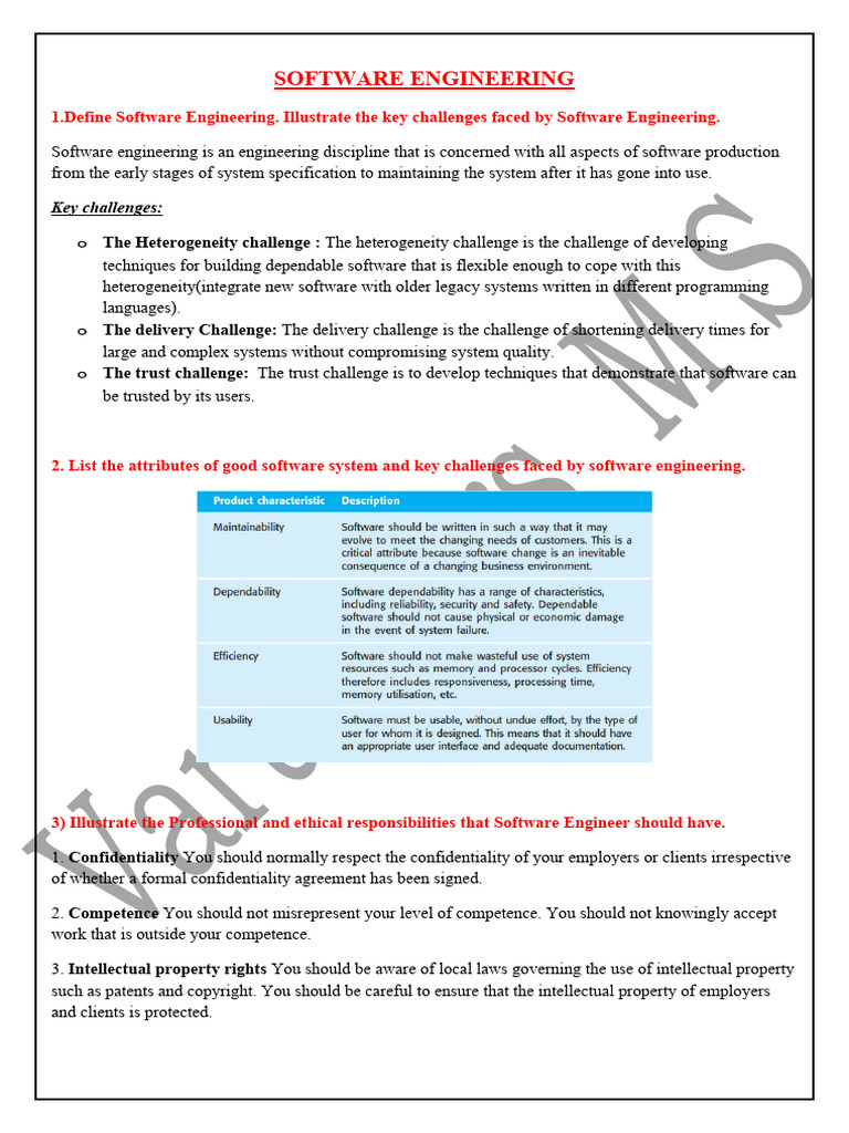 Software Engineering Solution Set1 | PDF | Software Development Process | Software Engineering