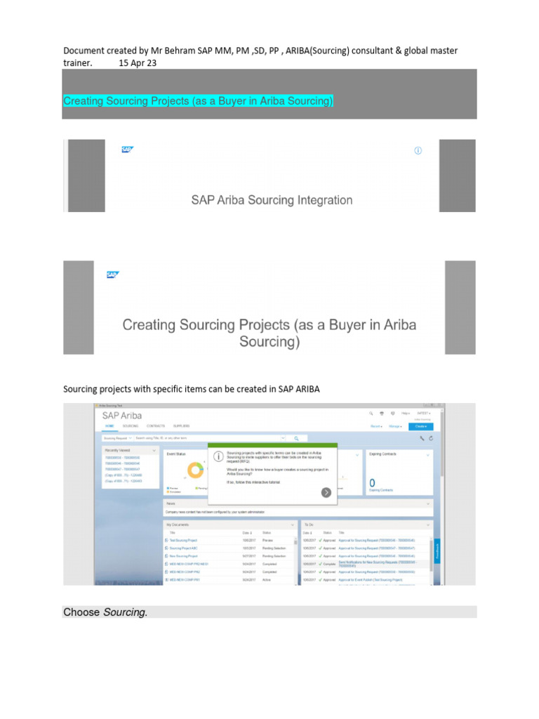 Sap Ariba Create Sourcing | PDF | Computing